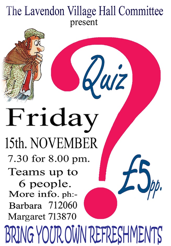 Quiz at Lavendon Village Hall – 15th Nov 2019 | Lavendon Connection